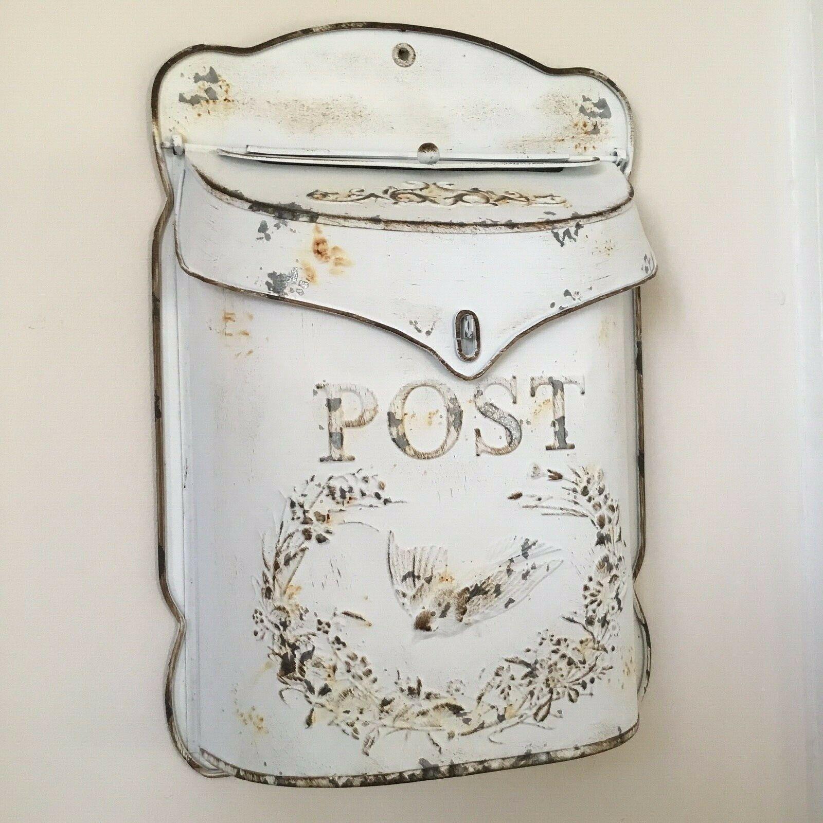 Vintage Style White Wall Mounted Post Box | Outdoor Letter Box ...